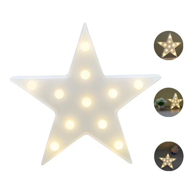 11 LEDS STAR Shaped Light LED Lamp Night Light Battery Operated for ...