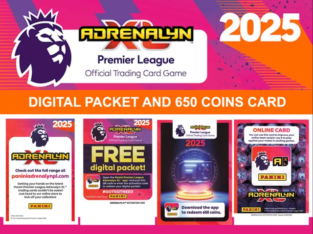 PANINI PREMIER LEAGUE Adrenalyn XL 2025 Digital Packet Codes and 650 ...