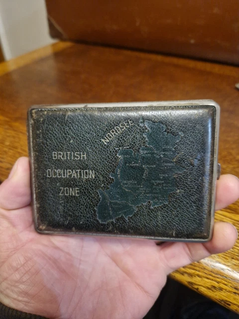WW2 BRITISH OCCUPATION ZONE GERMANY MAP Leather Cigarette Case 100% ...