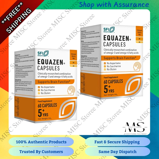 EQUAZEN CAPSULES - Omega 3 & Omega 6 Supplement - 60 Capsules-Exp:10/ ...