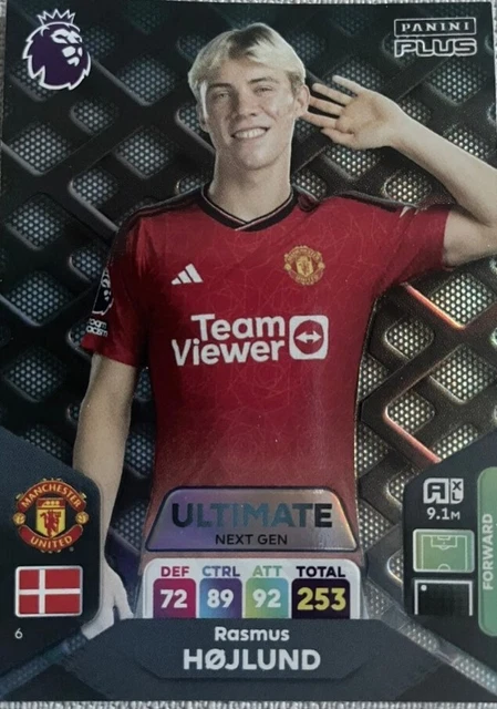 PANINI ADRENALYN XL Premier League PLUS 2024 Rasmus Hojlund Ultimate ...