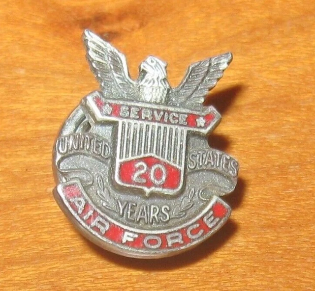 VINTAGE US AIR Force 20 Year Military Service Award Pin Mini Screwback ...