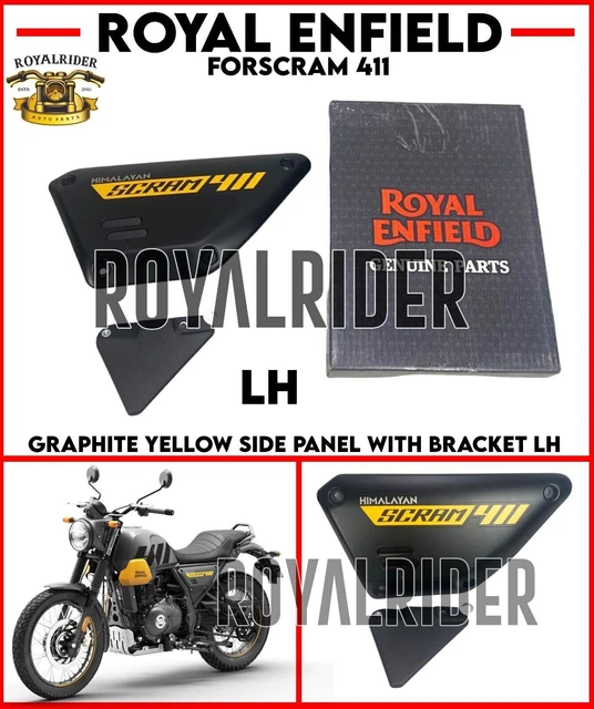 FITS ROYAL ENFIELD "GRAPHITE YELLOW SIDE PANEL WITH BRACKET, LH For ...