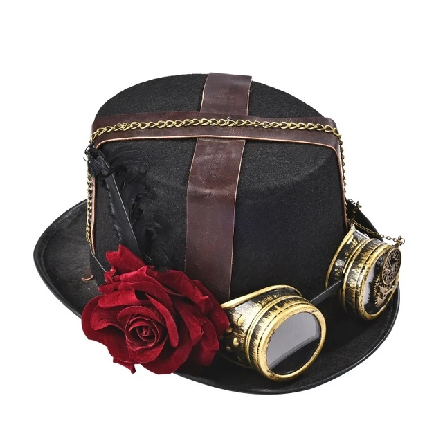 STEAMPUNK TOP HAT For Men With Goggles Gothic Halloween Gay Top Hat ...