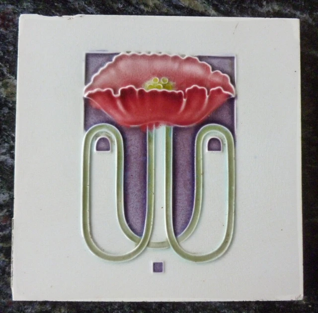 JUGENDSTIL FLIESE ART nouveau tile Ernst Teichert Mohn super grandios ...