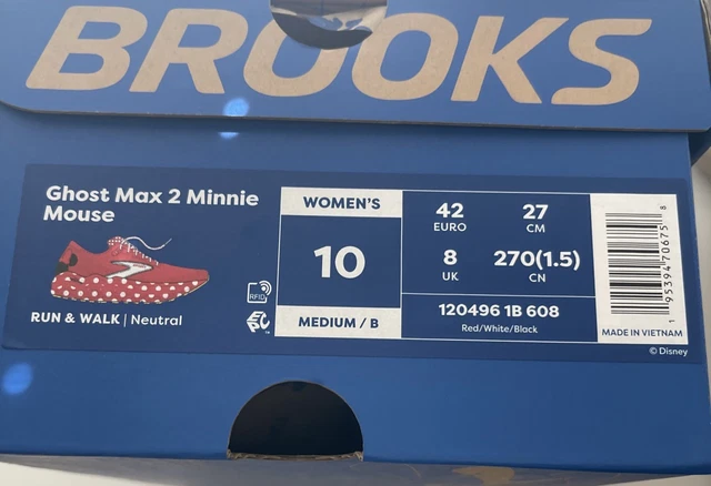 2025 RUN DISNEY Brooks Ghost Max Minnie Mouse Red White Polka Shoes ...