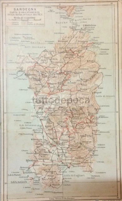 SARDINIA_ANCIENT GEOGRAPHICAL MAP_CAGLIARI_NUORO_SASSARI_TAVOLARA ...