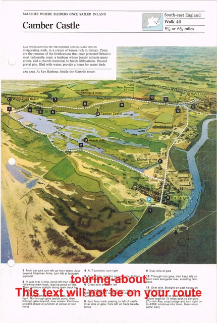 CAMBER CASTLE SUSSEX Vintage Walking Route & Map circa 1975 #40 £3.49 ...