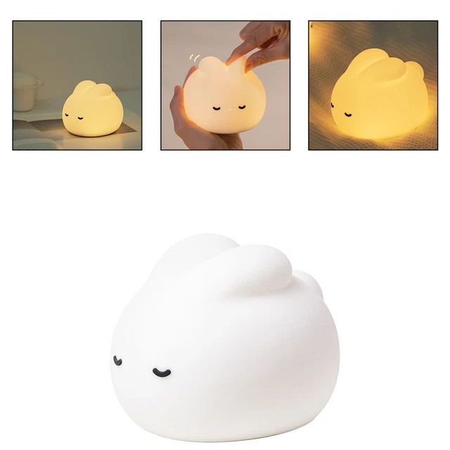USB RECHARGEABLE RABBIT Night Light for Kids Bedside Soft Silicone Lamp ...