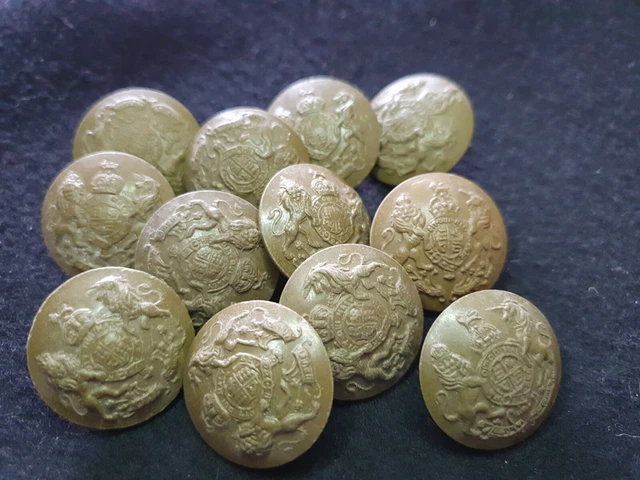 12 GENERAL SERVICE WW2 British army bakelite plastic buttons matching ...