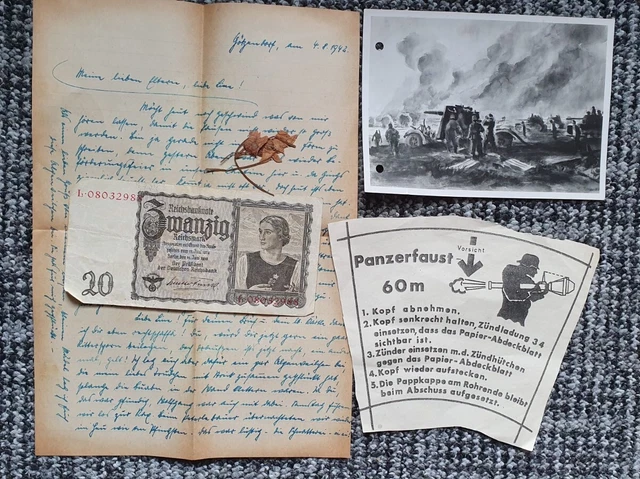 ORIGINAL GERMAN WW2 Soldiers letter Aug 1942/Bank Note/panzerfaust ...