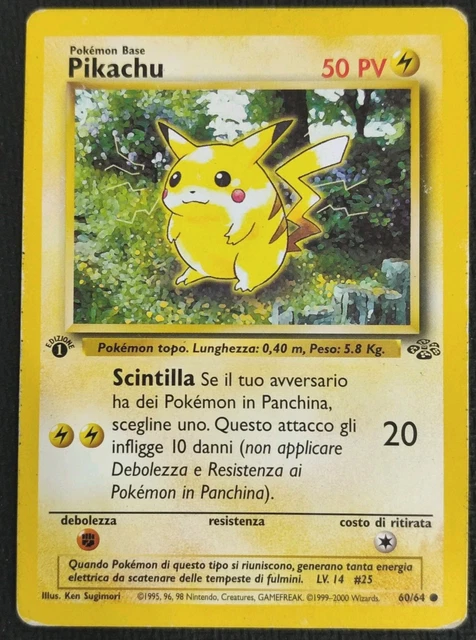 POKEMON PIKACHU 60/64 Jungle Prima Edizione Wizards ITA Carte Vintage ...