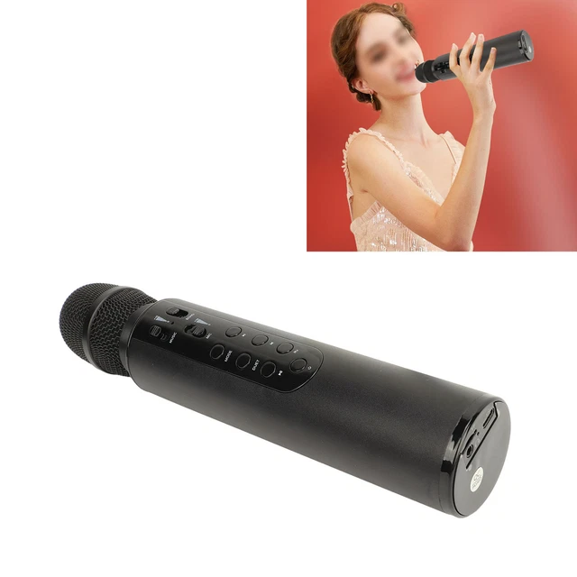 (BLACK)WIRELESS CAPACITOR MICROPHONE Dual Speaker Karaoke Portable ...
