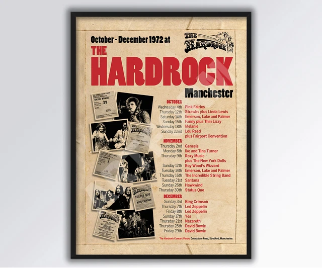 MANCHESTER HARDROCK 1972 reimagined poster A3 Size £14.99 - PicClick UK