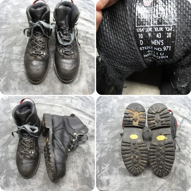 RED WING WORK Boots Mens 10 D Black 971 Leather Waterproof Steel Toe ...