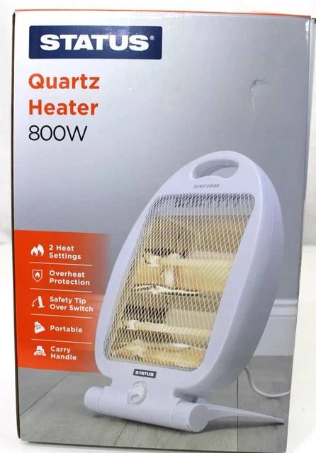 STATUS® QUARTZ ELECTRIC halogen Heater 800W 2 Heat Settings Safety Trip ...