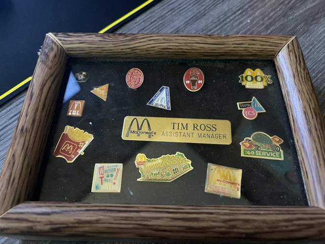 MCDONALD’S SERVICE PINS 13 Count Rare With Manager Name Tag Framed $0. ...