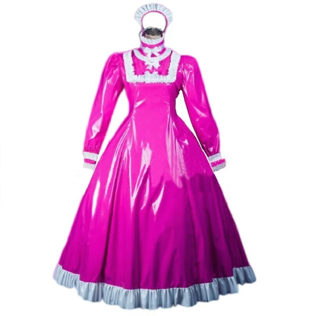 FRENCH SISSY MAID Sexy girl Lockable Long PVC Dress Cosplay Costume ...