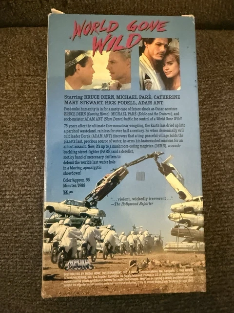 WORLD GONE WILD VHS, 1990 w/ Dust Cover Bruce Dern Catherine Mary ...