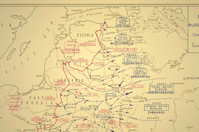 1944 WWII RUSSIAN Front Map Operation Bagration Eastern Europe World ...