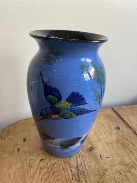 ANTIQUE/VINTAGE WATCOMBE TORQUAY Devon Ware Pottery Kingfisher Vase 18 ...