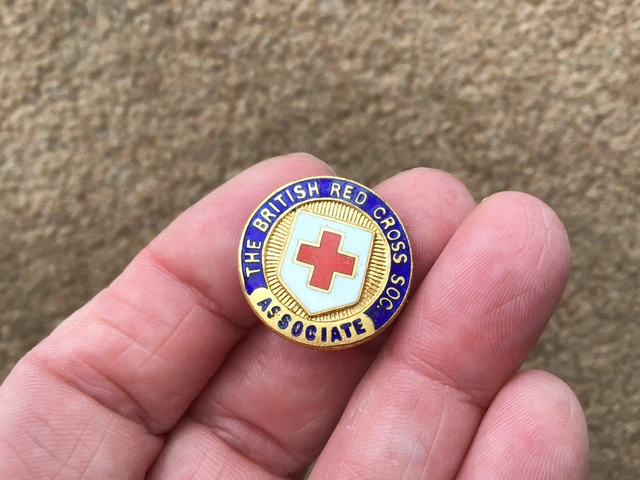 RED CROSS - The British Red Cross Society Associate vintage enamel pin ...