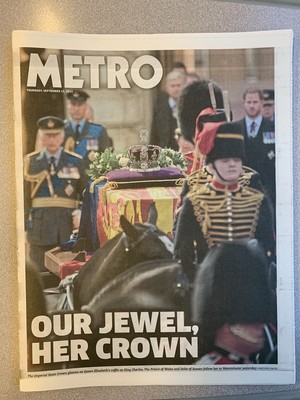 QUEEN ELIZABETH II Metro Newspaper 1926-2022 Our Jewel Her Crown 9 Sept 2022 £6.99 - PicClick UK