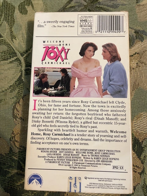 WELCOME HOME ROXY Carmichael (VHS, 1991) Winona Ryder, Jeff Daniels £6. ...