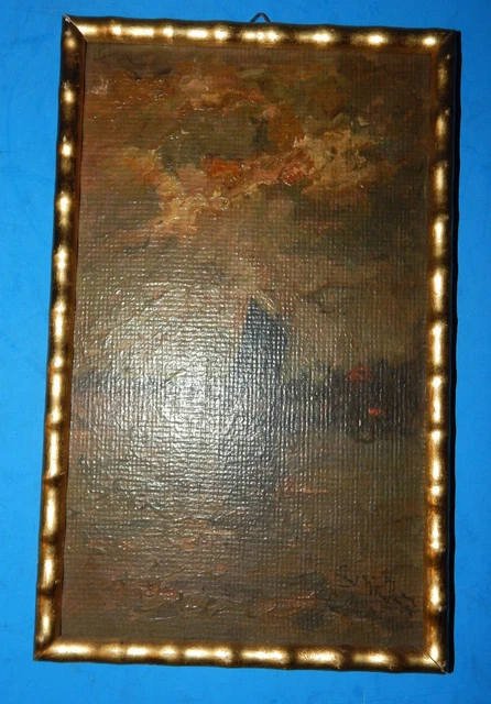 ANTIKES KL.ÖLGEMÄLDE,PAUL WENDLING:MONDNACHT im Moor(1863-1933) EUR 180 ...