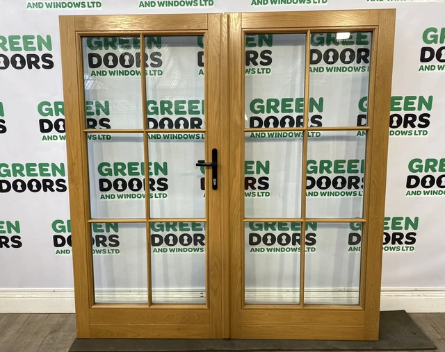 SOLID OAK FRENCH Doors Timber Windows External Georgian Bars Double ...