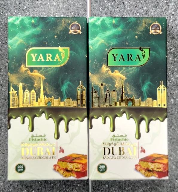 YARA DUBAI CHOCOLATE Bar - Kunafa Chocolate Bar - 200g Pistachio - Big ...