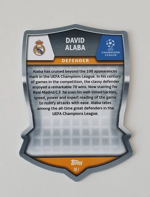 TOPPS MATCH ATTAX 2023/2024 Pro Elite Shield David Alaba - Real Madrid ...