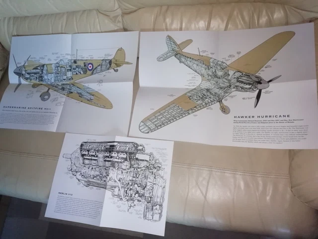 LARGE SPITFIRE HURRICANE Merlin Engine Engineering Poster Diagram ...