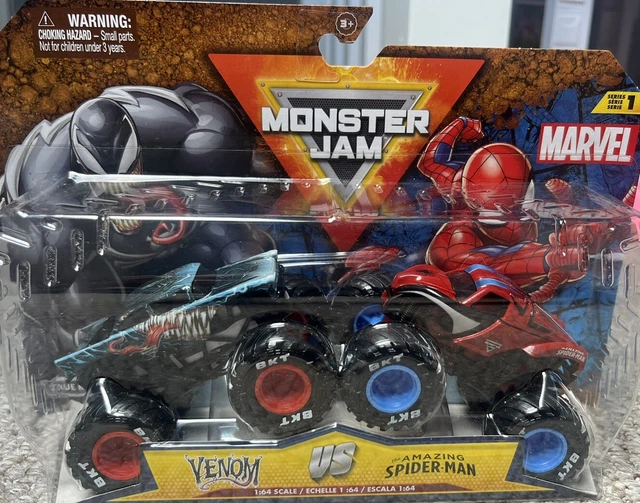 MONSTER JAM DOUBLE Venom Vs The Amazing Spider-Man Marvel 1:64 Trucks ...