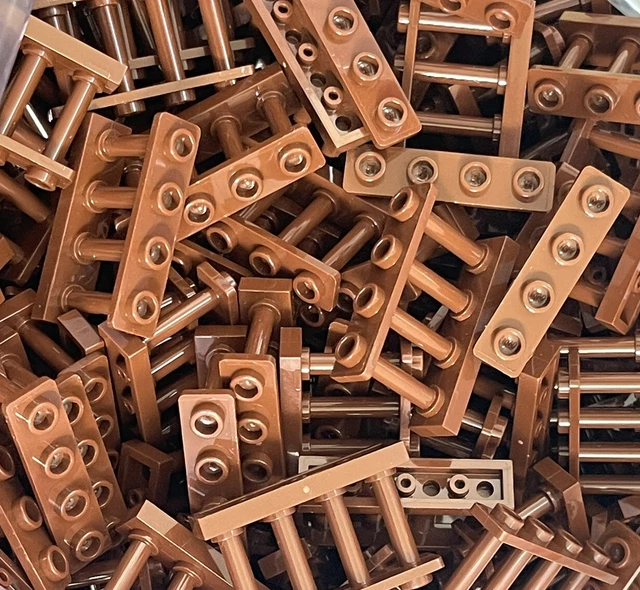 LEGO 10 PIÈCES clôture marron rougeâtre 1x4x2 brochée avec 4 goujons ...