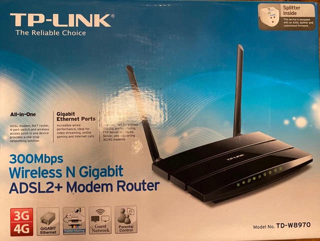 MODEM ROUTER TP-LINK Td-W8970 300Mbps Wi-Fi Wireless N Gigabit Adsl2+ EUR 13,99 - PicClick IT