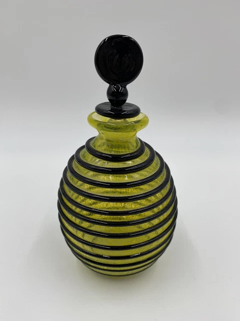 CZECHOSLOVAKIA YELLOW APPLIED Black String Tango Art Glass Perfume ...