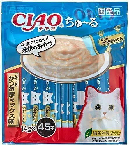 CIAO CHURU KATSUO Bonito Mixed Flavor 45 sticks Made In Japan $75.09 ...