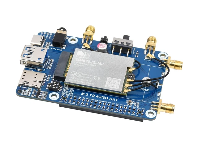WAVESHARE SIM8262E-M2/SIM8202G-M2 5G HAT for Raspberry Pi Quad antennas ...
