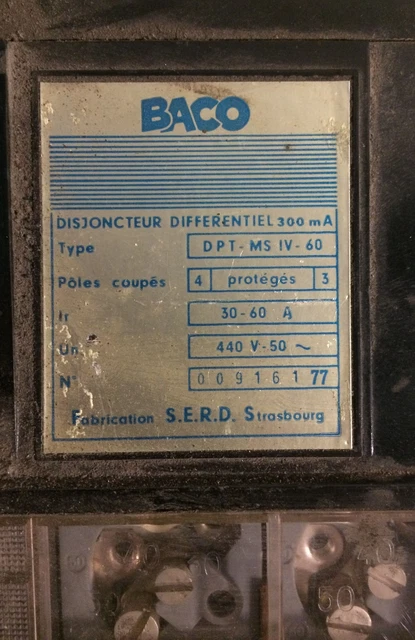 Disjoncteur Baco Ancien