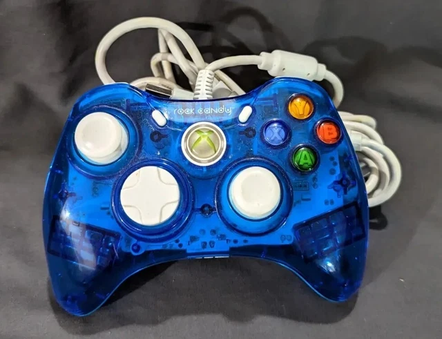PDP ROCK CANDY Transparent Blue Gamepad Controller For XBox 360 Model ...
