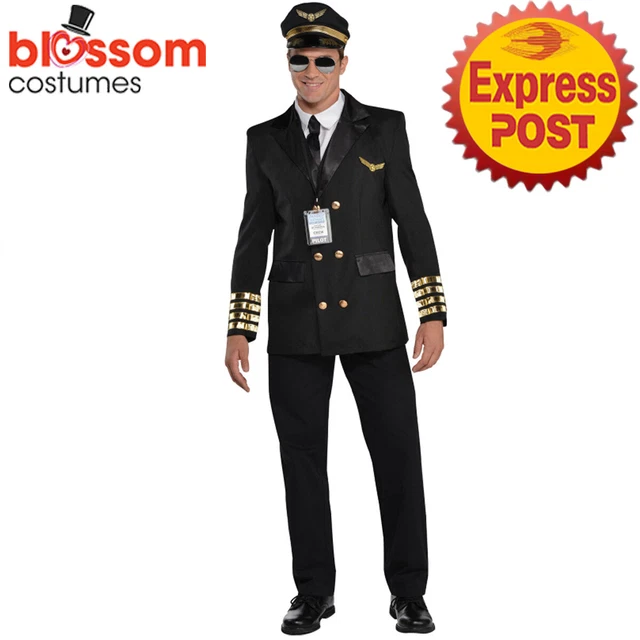 CA1858 MENS CAPTAIN Pilot Wingman Flight Costume Uniform Officer ...