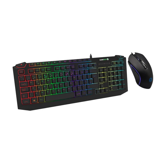 GAMEMAX PULSE KIT 7 Colour RGB Keyboard with Pulsing Mouse Desktop Set ...
