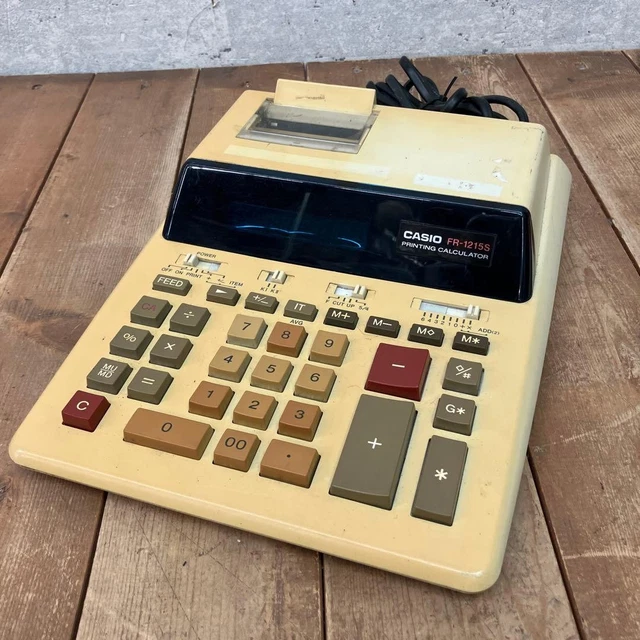 CASIO FR-1215S VINTAGE Printing Calculator Beige Standard Key Layout AC ...