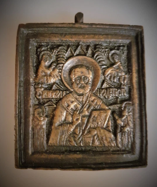 ANCIENNE ICÔNE ORTHODOXE bronze russe Saint Nicolas EUR 95,00 - PicClick FR