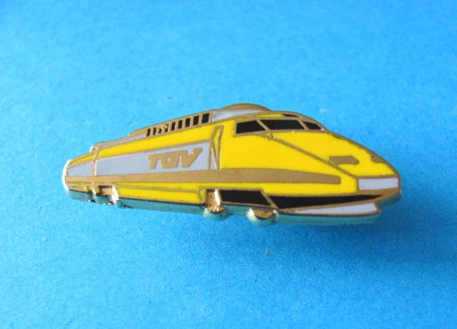 TGV TRAIN PIN badge. Yellow & Grey Enamel. Railway interest. VGC ...