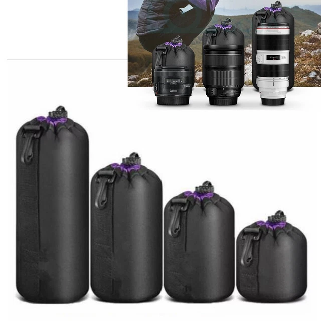 4 SIZES NEOPRENE Lens Pouch Camera SLR Lens Soft Bag Case Protector ...