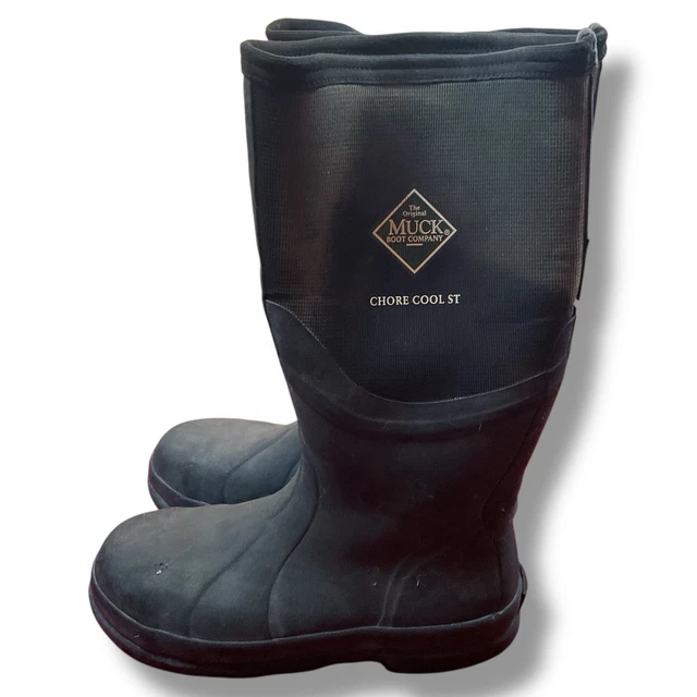 MUCK BOOT CO. Chore Cool ST Rubber Work Boots Men’s 10 Black Steel Toe ...