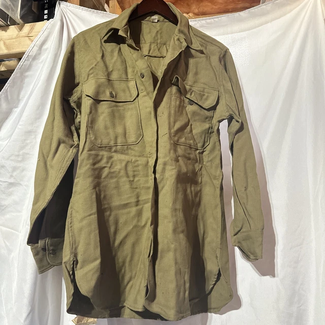 VTG 1944 WW2 US ARMY Wool Uniform Military Flannel Shirt Size 15x33 £65 ...