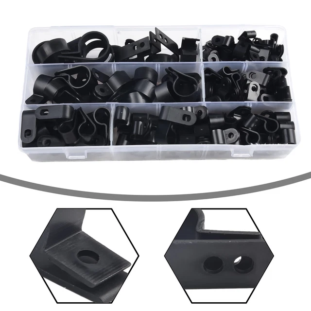 200PCS NYLON R-TYPE Plastic P Clips Cable Clamps Assorted Kit for Cable Conduit $45.18 - PicClick AU